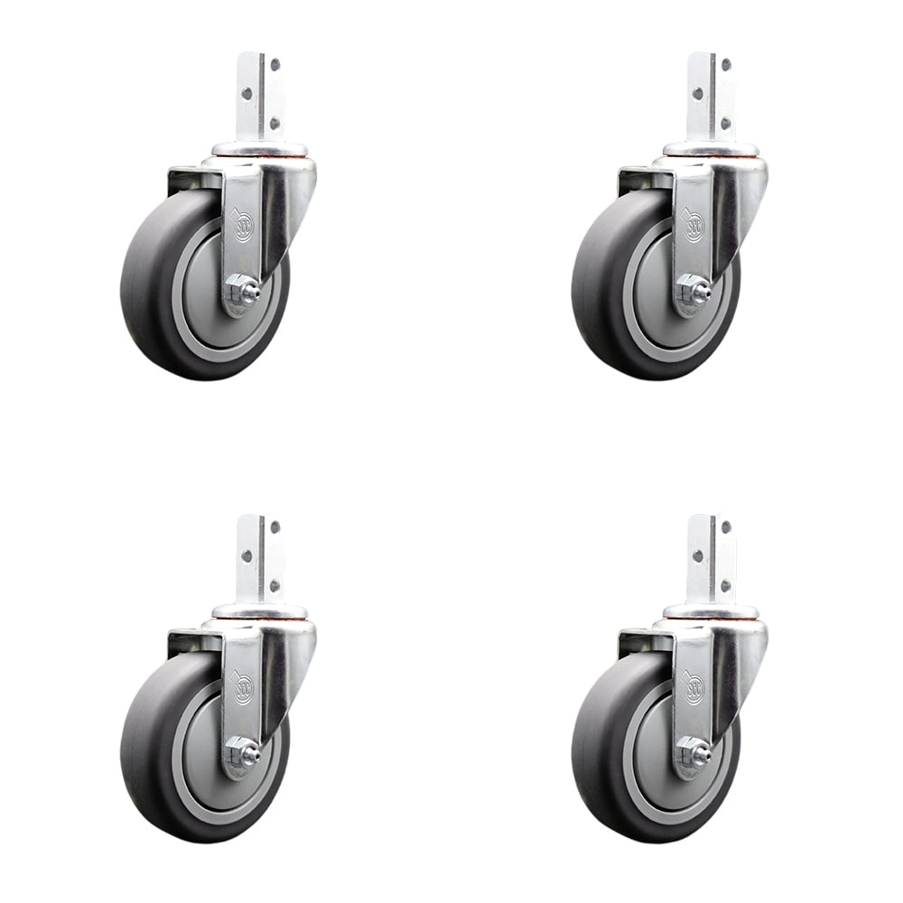 4 Inch Thermoplastic Rubber Wheel Swivel 7/8 Inch Square Stem Caster ...