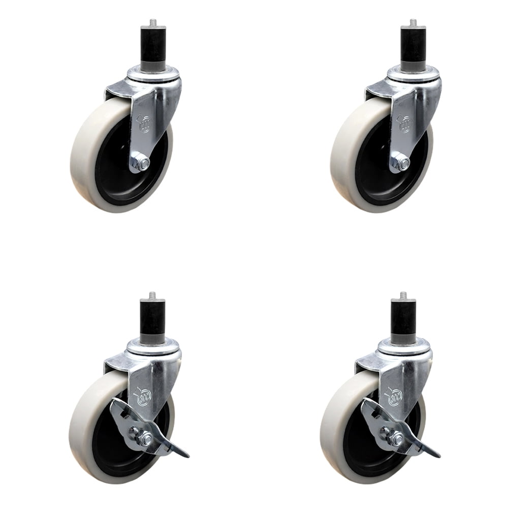 4 Inch Thermoplastic Wheel 1-5/8 Inch Expanding Stem Caster Set with 2 ...