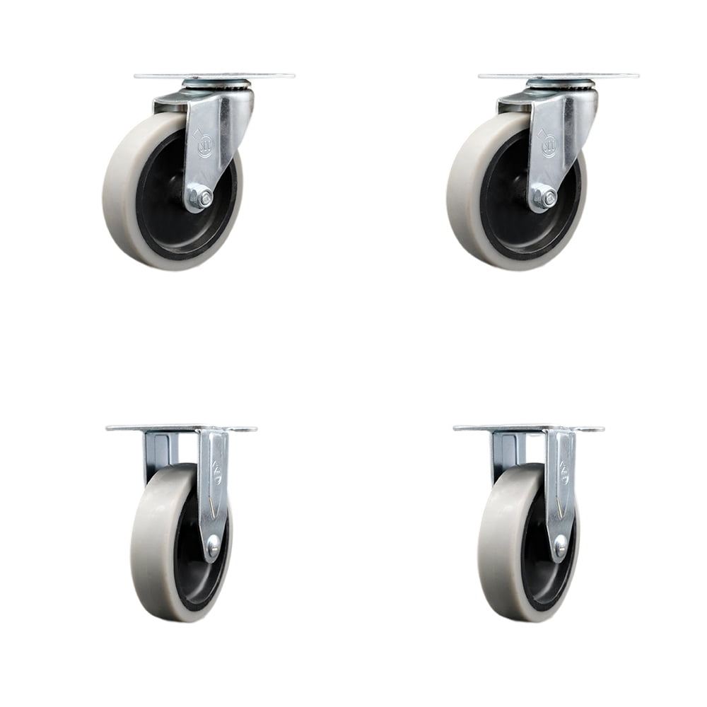 4 Inch Thermoplastic Wheel Top Plate Caster Set 2 Swivel 2 Rigid ...