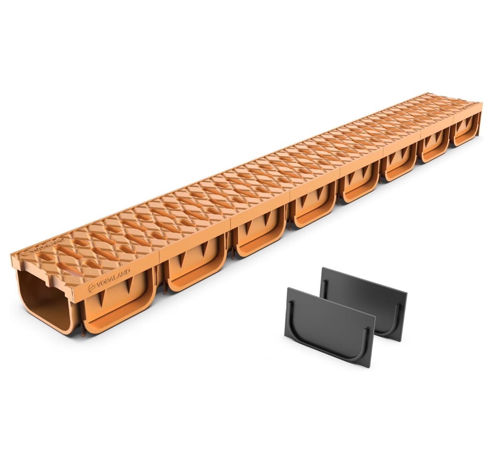 4 Inch Trench Drain System with Grate - Tan - Vodaland Easy Channel ...