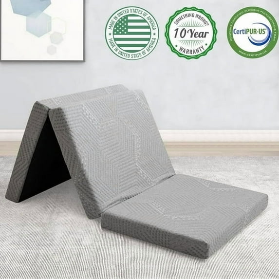 IULULU 4-Inch Twin Tri-Fold, Portable foldable Bamboo Memory Foam ...