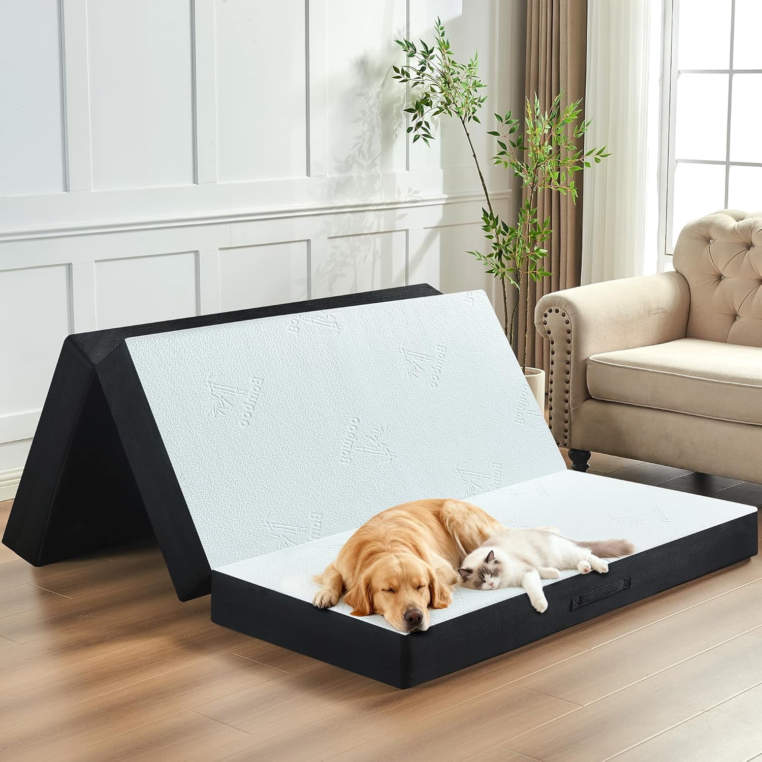 4 Inch Trifold Mattress, Full Size Foldable Memory Mattress with ...