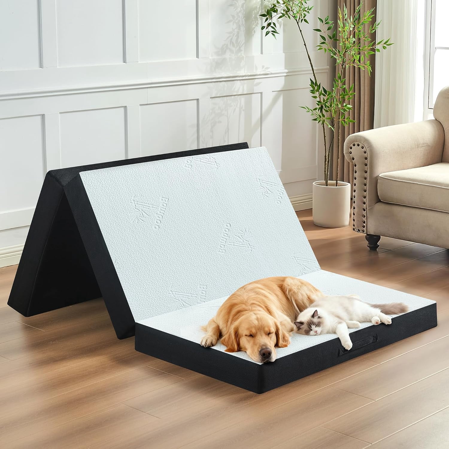 4 Inch Trifold Mattress, Size Foldable Memory Mattress with Viscose ...