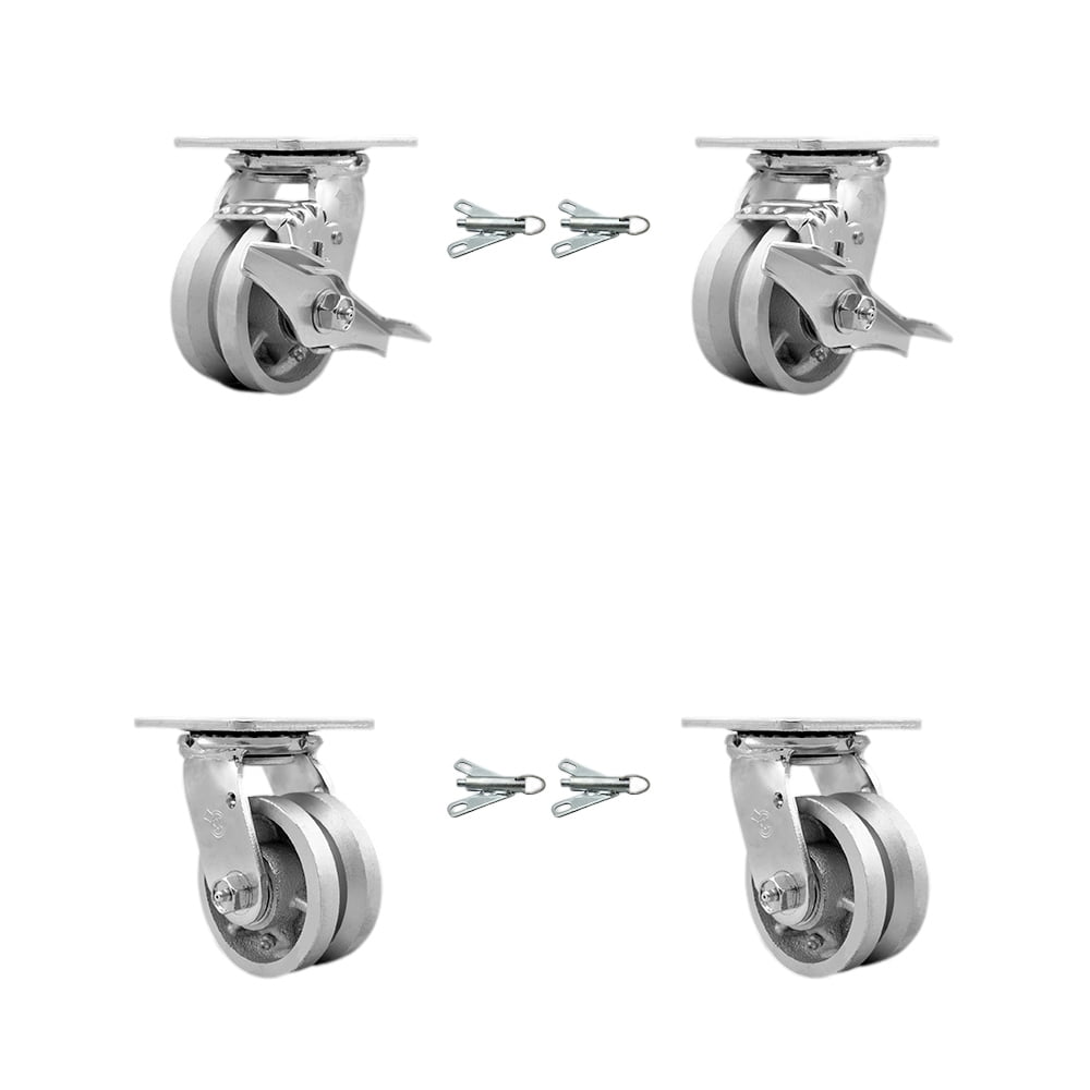 4 Inch V Groove Semi Steel Caster Set with Ball Bearings 4 Swivel Lock ...
