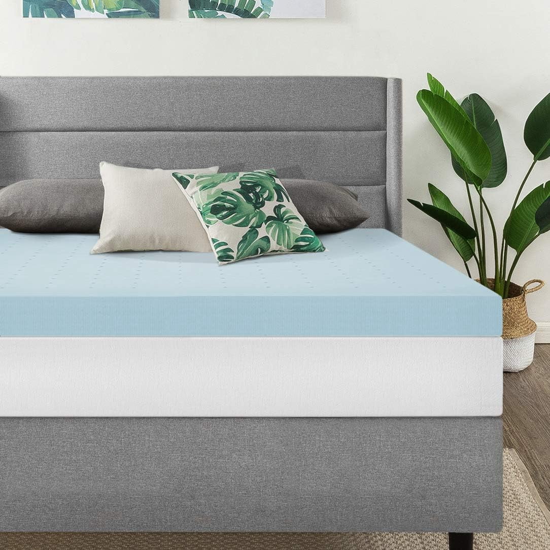4 Inch Ventilated Memory Foam Mattress Topper with Cooling Gel Infusion ...