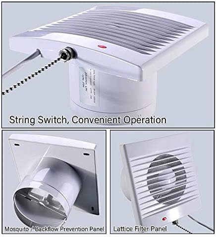 4 Inch Wall-Mounted Exhaust Fan, 12W Ventilation Extractor with Anti ...