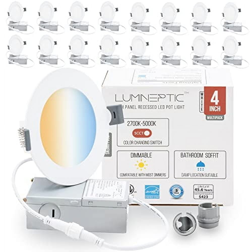 4 Inch White 9W 5CCT Selectable Color 750LM Dimmable Ultra-Slim ...