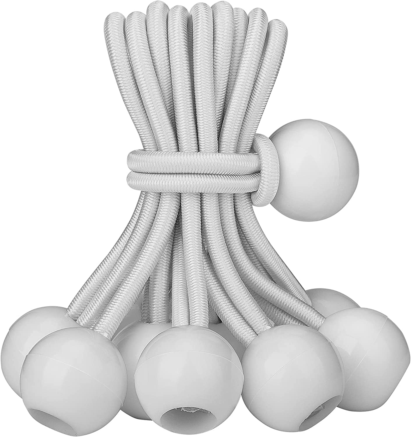 4 Inch White Bungee Cords with Ball, Tarp Tie Down Cord, 10 Pcs ...