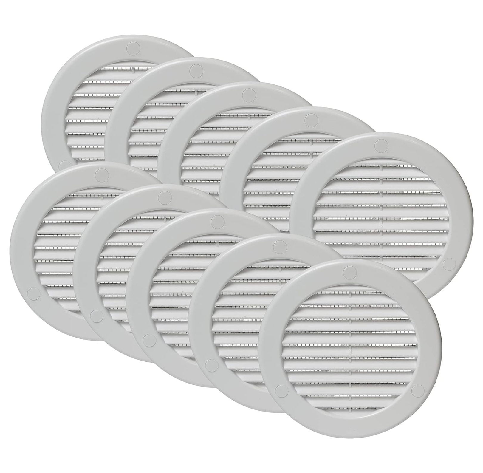 4'' Inch White Soffit Vent Cover with Flange - Pack of 10 - Round ...
