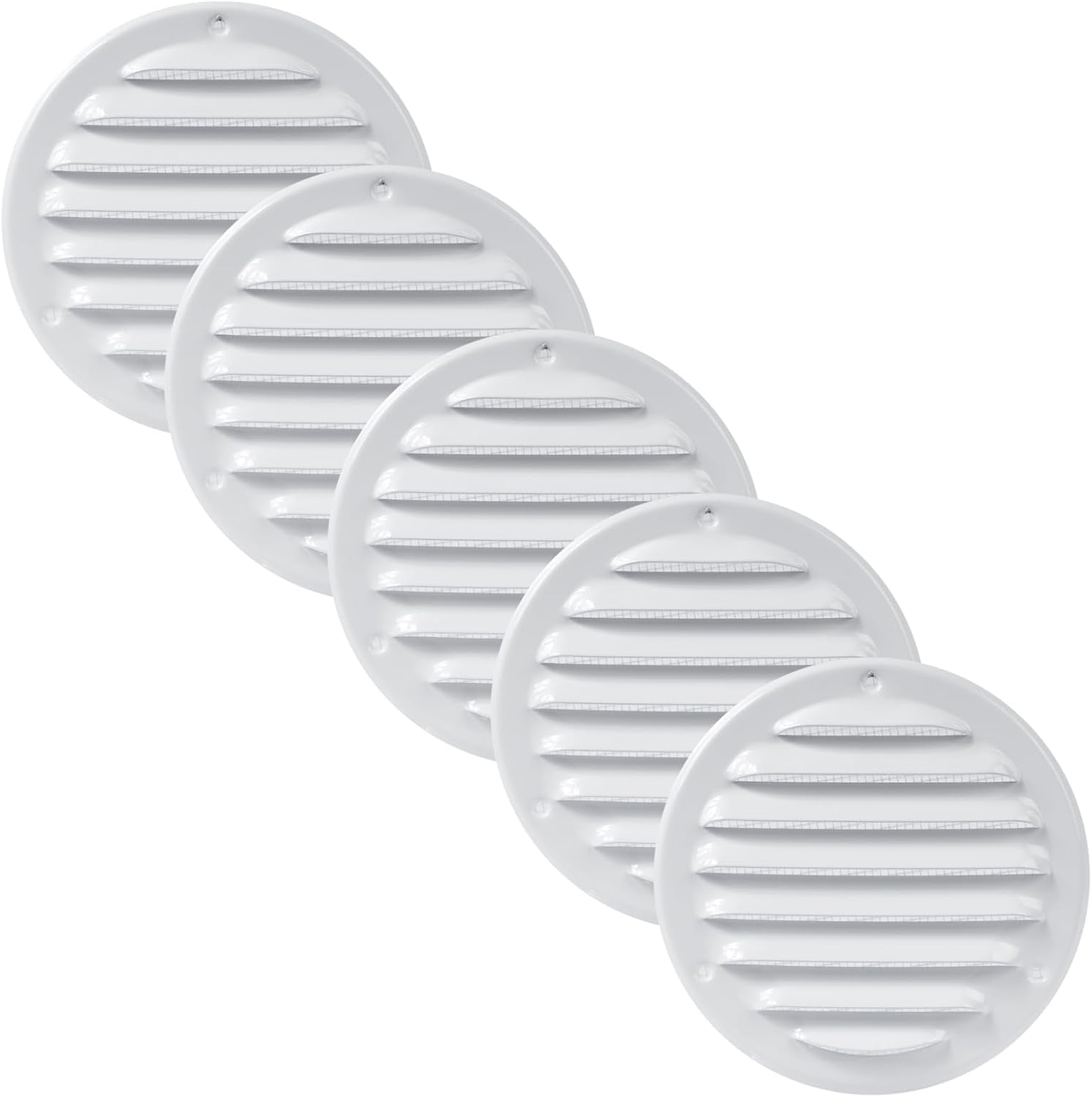 4 Inch White Soffit Vent Cover - Pack of 5 - Round Air Vent Louver ...