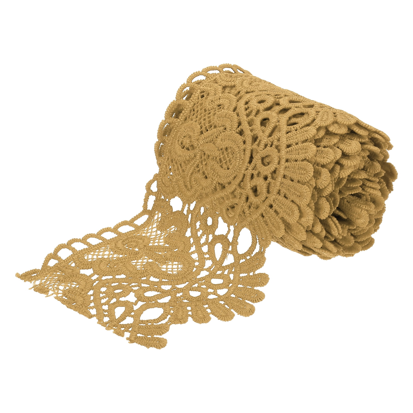 4 Inch Wide 3 Yard Lace Ribbon Floral Pattern Light Brown Lace Trim ...