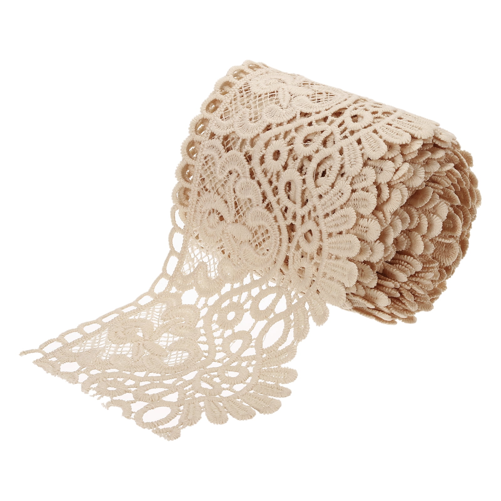 Uxcell 4" Wide 5 Yard Lace Ribbon Floral Pattern Khaki Lace Trim Ribbon ...