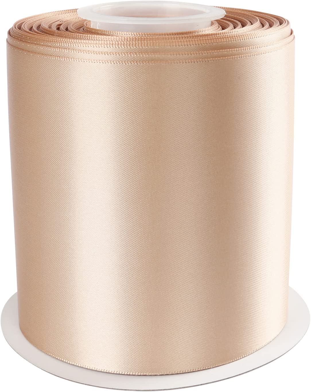 4 Inch Wide Ribbon Double Face Satin Ribbon - 25 Yards (835-Tan) 4” x ...