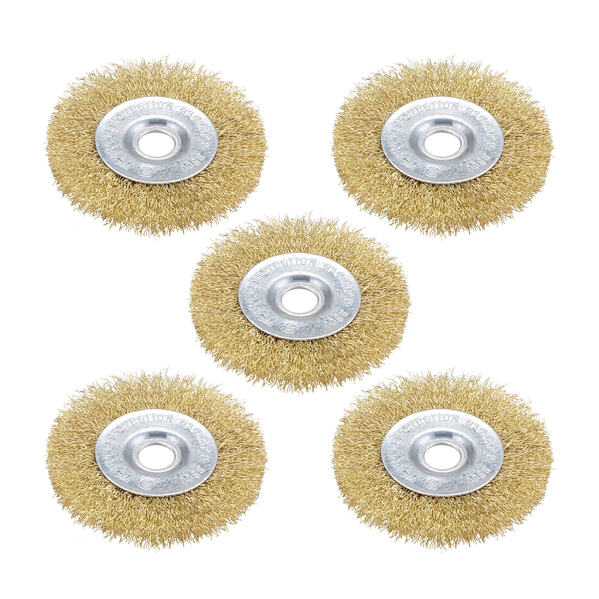 4-Inch Wire Wheel Brush Bench Brass Plated Crimped Steel with 5/8-Inch ...