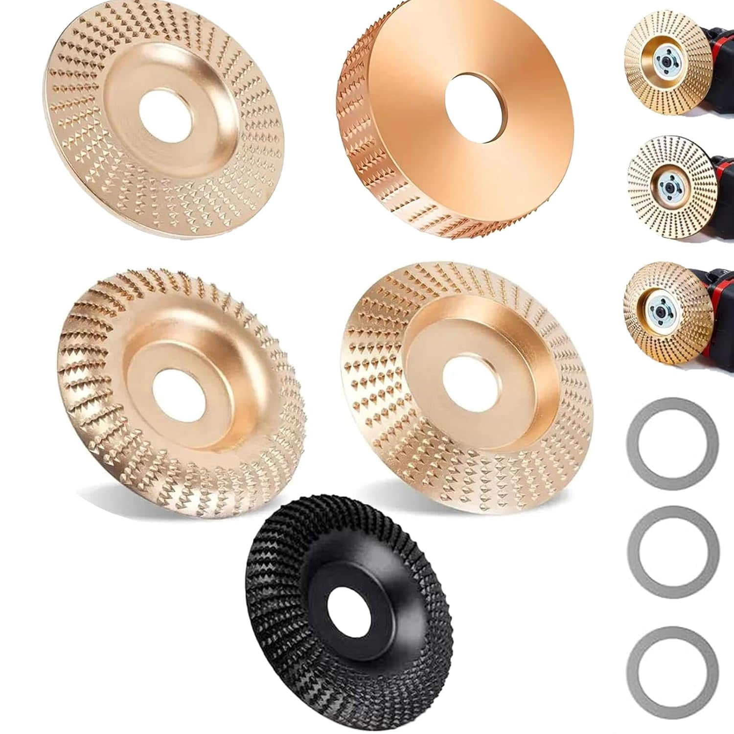4 Inch Wood Carving Disc Set for Angle Grinder, Carbon Steel, Flat ...