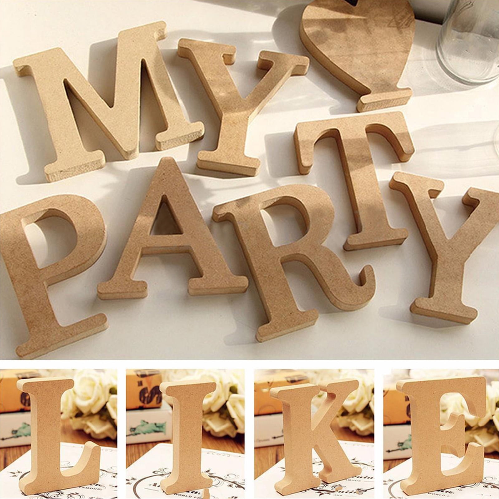 4 Inch Wooden Letters, Large Alphabet Letters Sign for DIY Painting Art ...