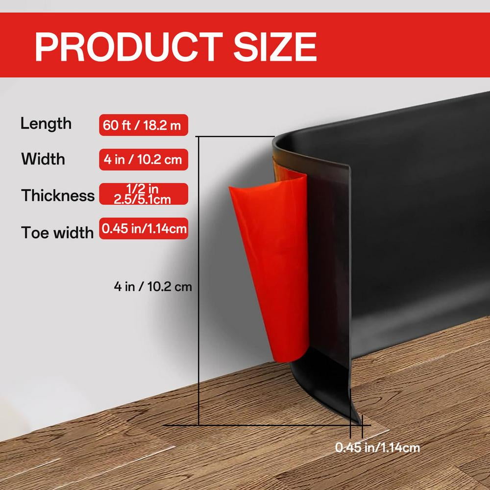 4 Inch X 60 Baseboard Molding Trim, Vinyl Wall Base Baseboard Molding ...