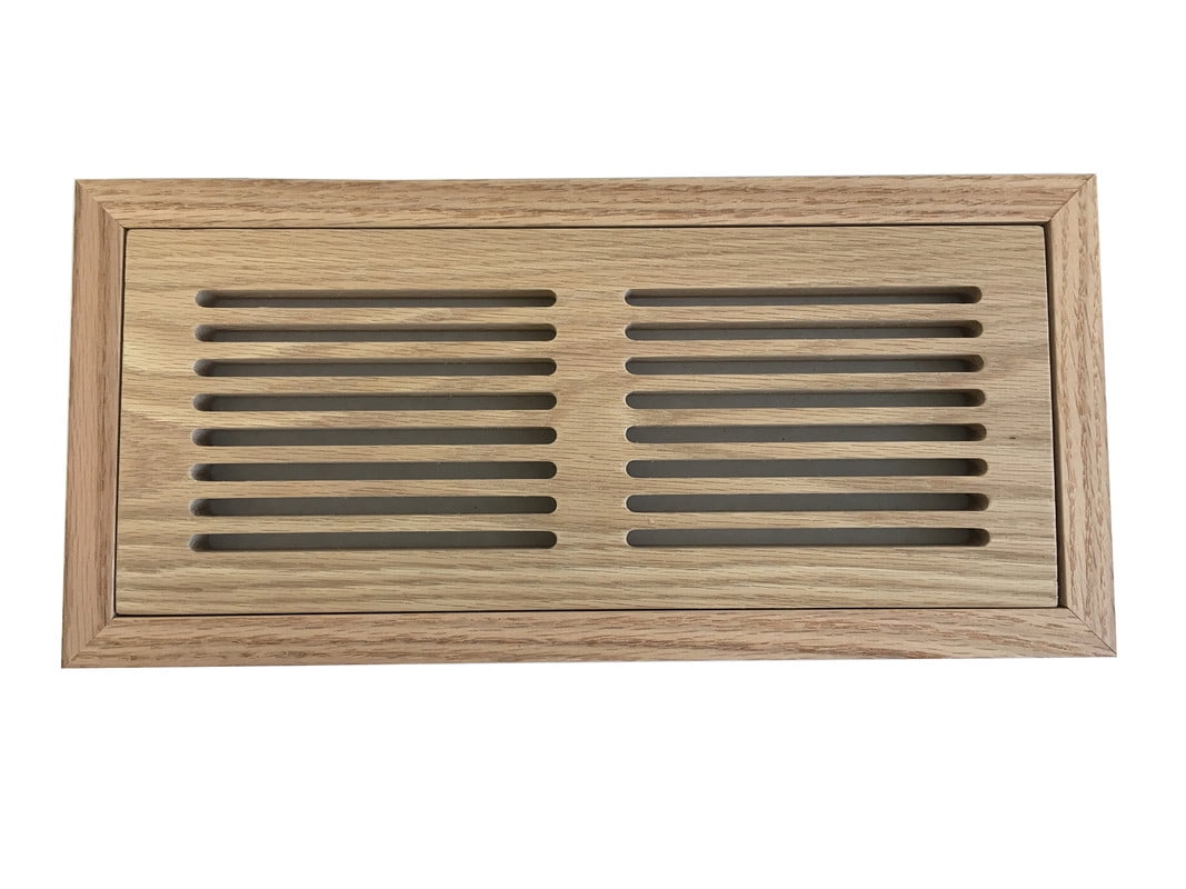 4 Inch x 14 Inch White Oak Hardwood Vent Floor Register Flush Mount ...