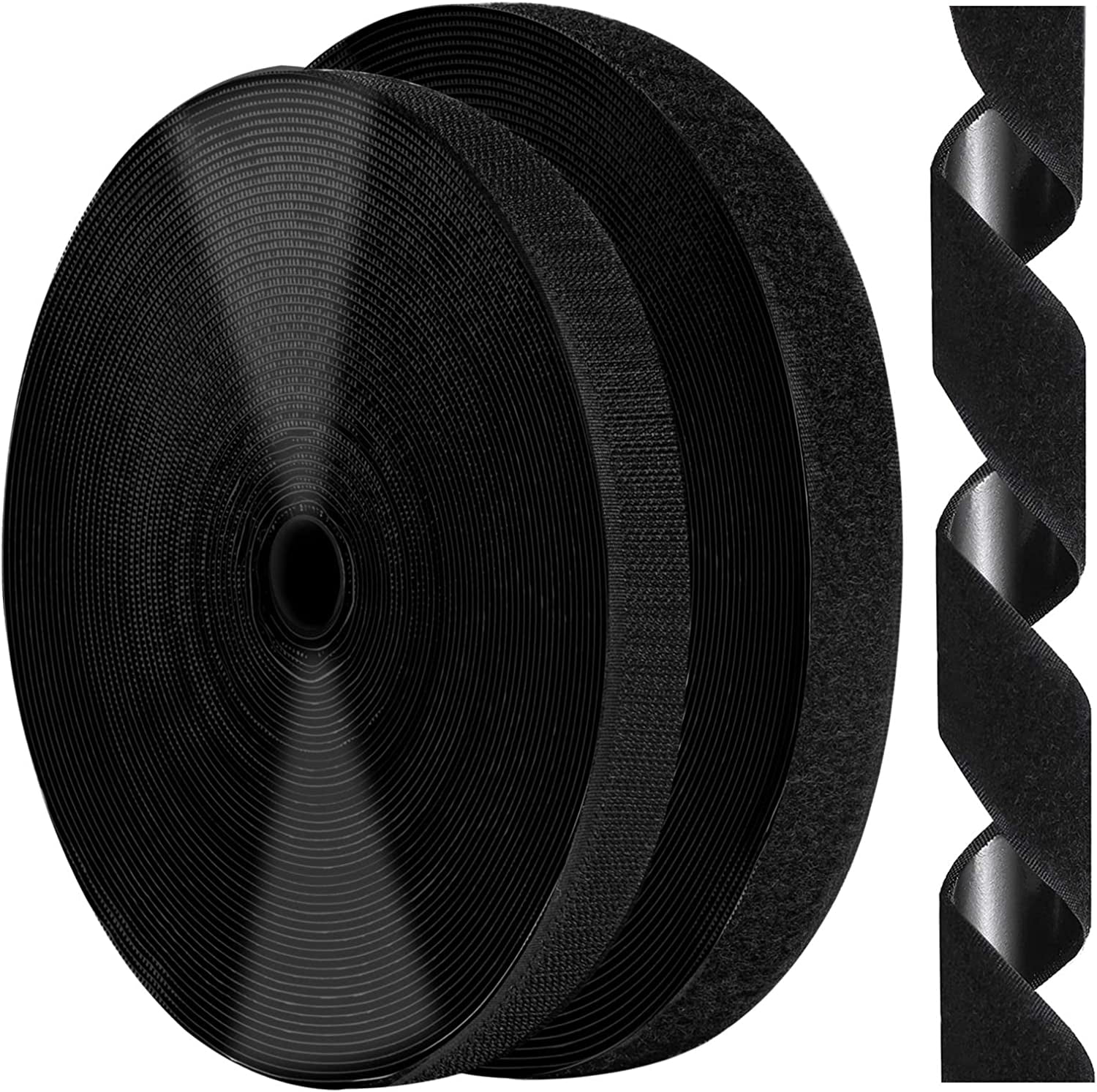 4 Inch x 16 Feet Black Hook and Loop Tape with Adhesive, Nylon Heavy ...