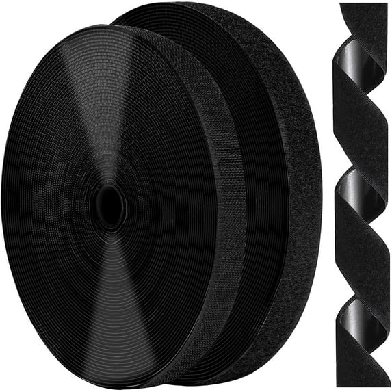 4 Inch x 16 Feet Black Hook and Loop Tape with Adhesive, Nylon Heavy ...
