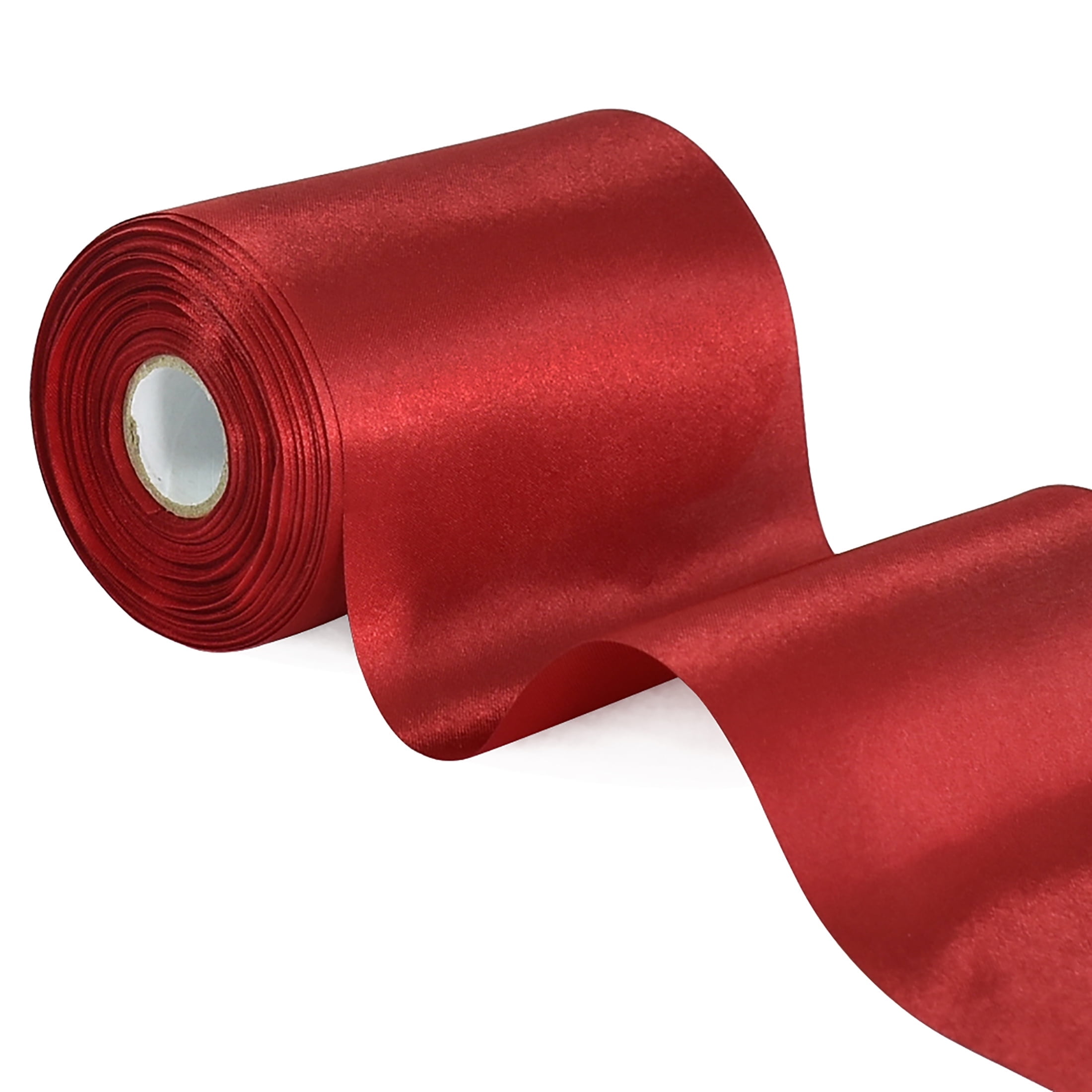 4 Inch x 22Yards Wide Dark Red Satin Ribbon Solid Fabric Large Ribbon ...