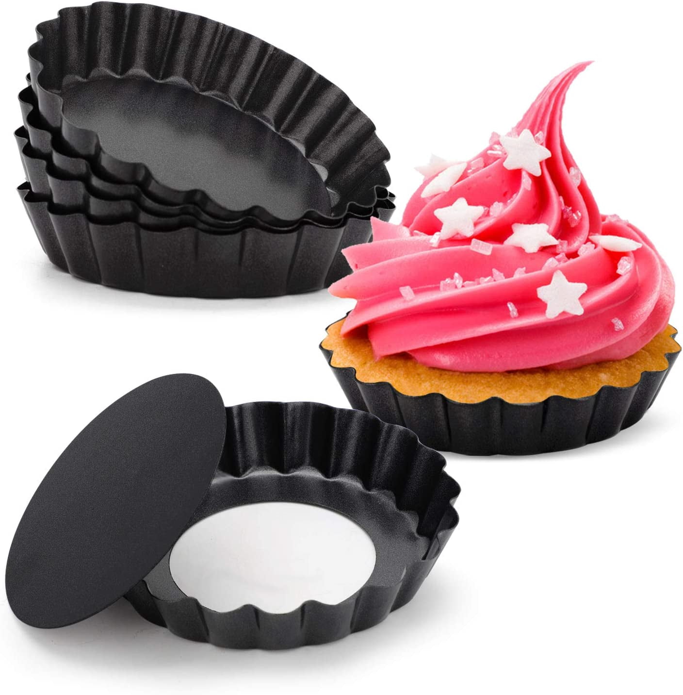 4 Inches Mini Tart Pan, Egg Tart Mold Set of 6, Mini Pie Tin Mini ...