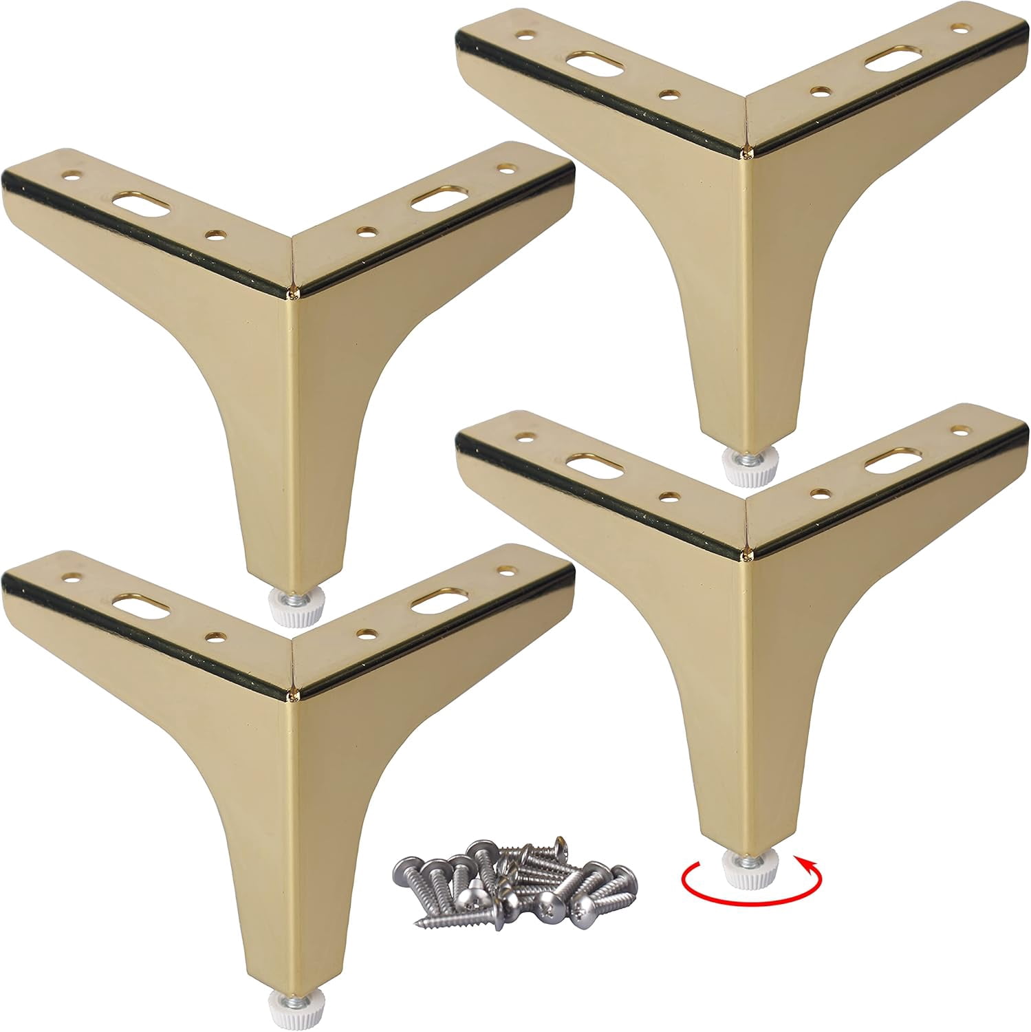 4 Inchs Metal Furniture Legs(Gold-Plated Set of 4),Triangle Adjustable ...
