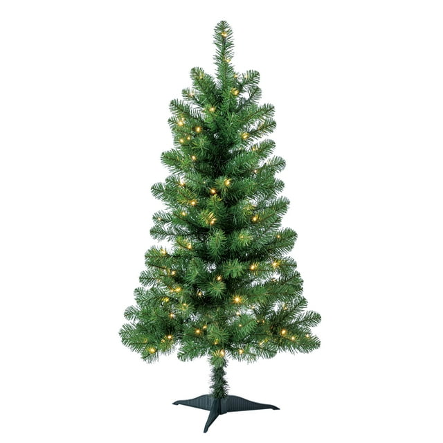 4' Pre-Lit Indiana Spruce Green Artificial Christmas Tree with Color ...