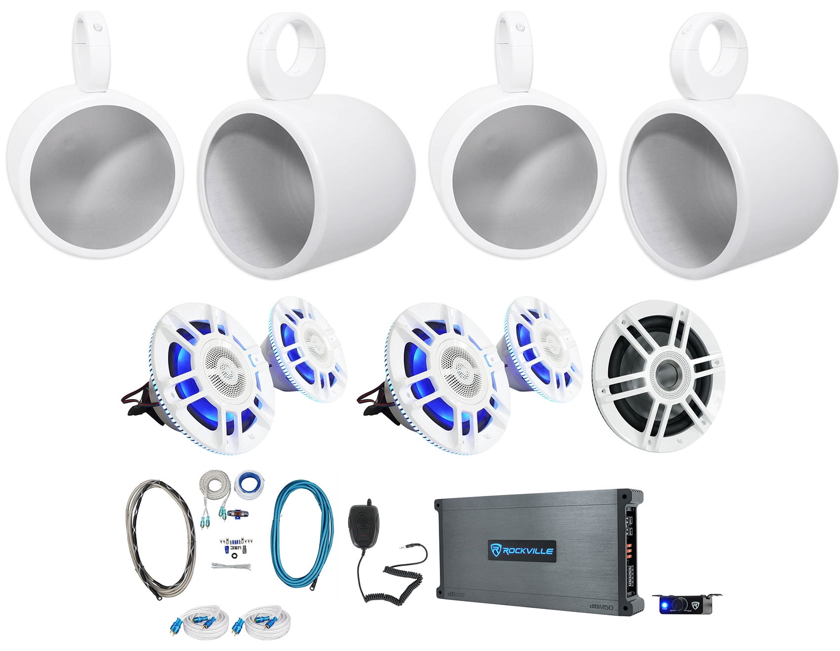 (4) Infinity KAPPA 8130M 8" Wakeboard Tower Speakers+10" Sub+Amplifier ...