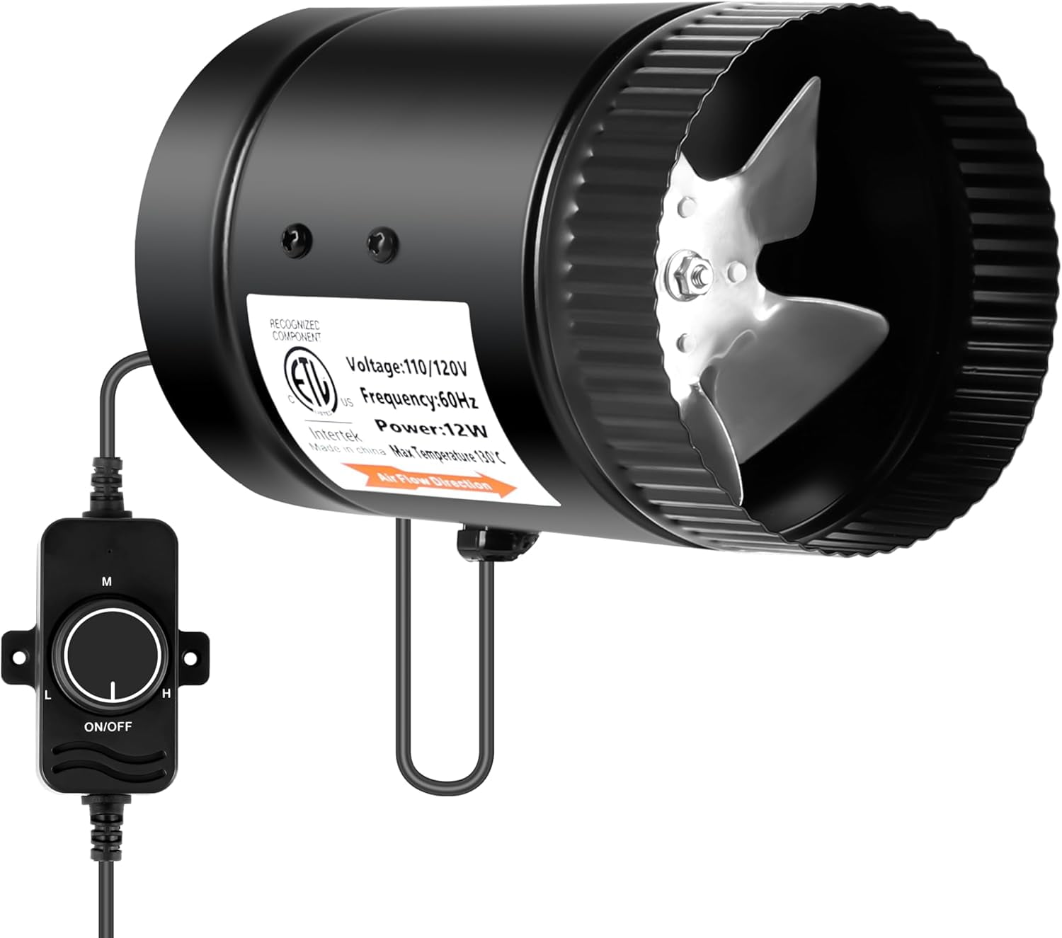 4" Inline Booster Duct Fan 106 CFM with Speed Controller, Ventilation ...