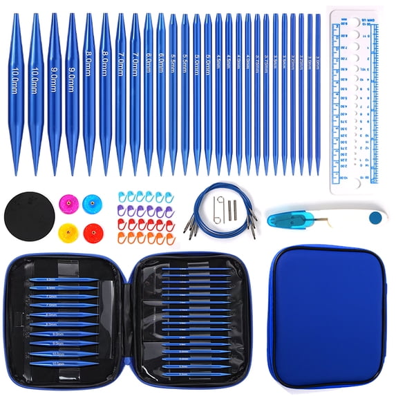 4" Interchangeable Aluminum Circular Knitting Needles Set,13 Pairs 3 ...
