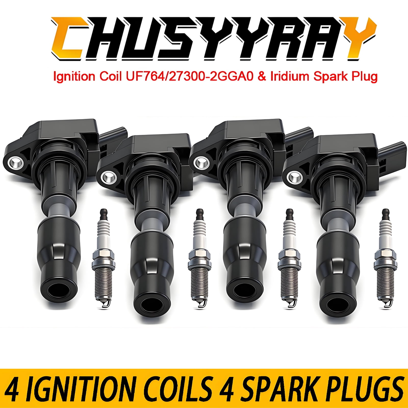 4 Iridium Spark Plugs and Ignition Coil packs UF764 93175 for Kia Rio 2 ...
