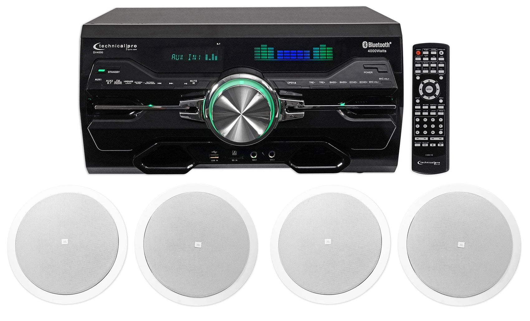 (4) JBL 6.5" 150 Watt In-Ceiling Speakers+Home Theater DVD Receiver w ...