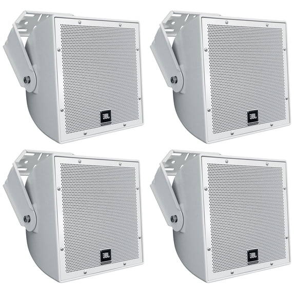 (4) JBL AWC82 8" White Indoor/Outdoor 70V Surface Mount Commercial ...