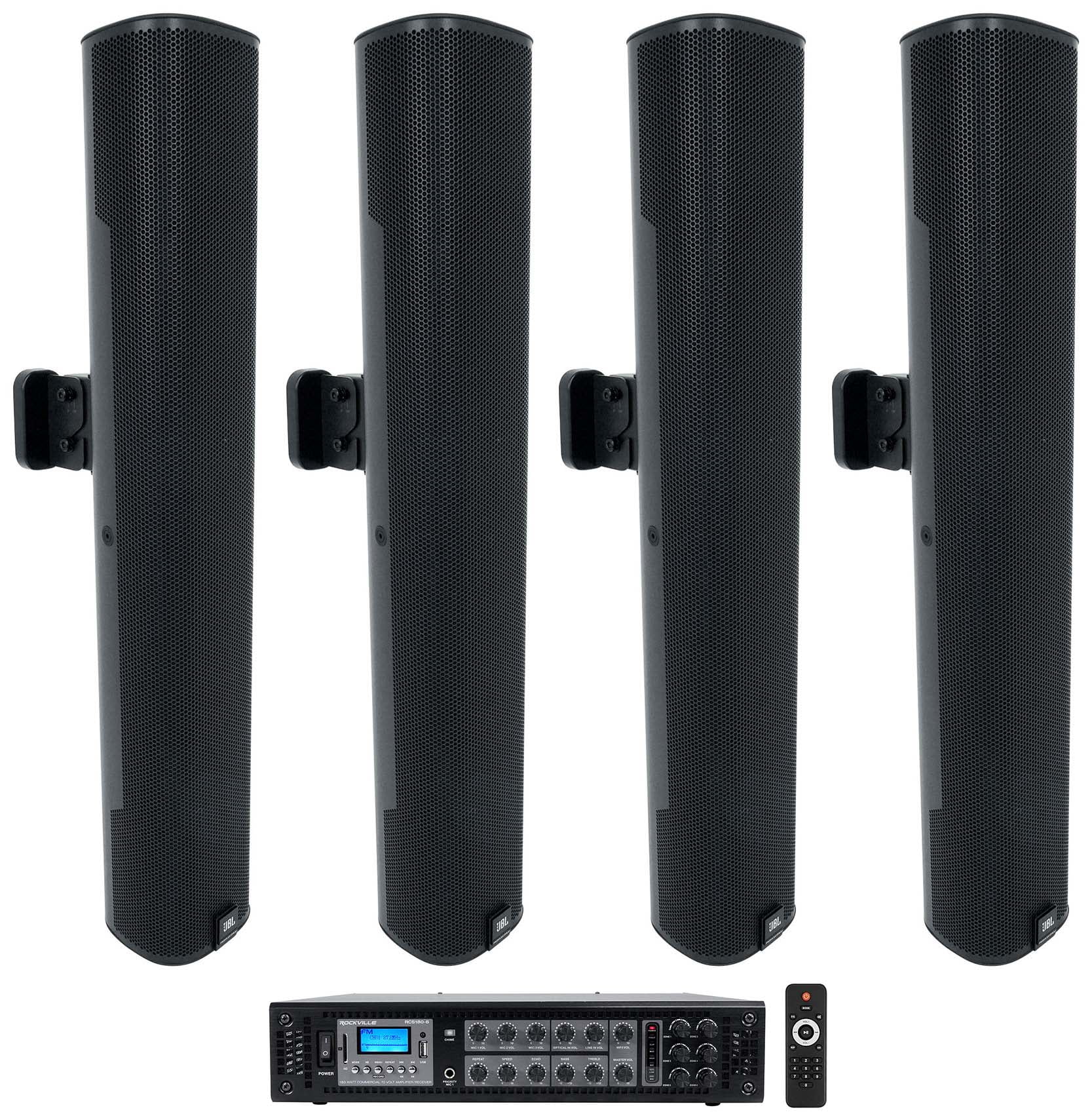 (4) JBL COL600-BK 24" Black 70V Commercial Column Wall Mount Array ...