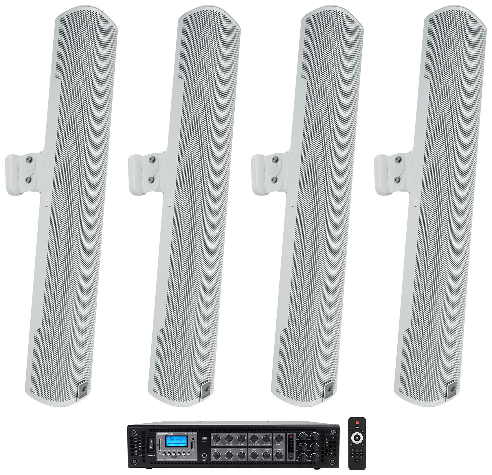 (4) JBL COL600-WH 24" White 70V Commercial Column Wall Mount Array ...