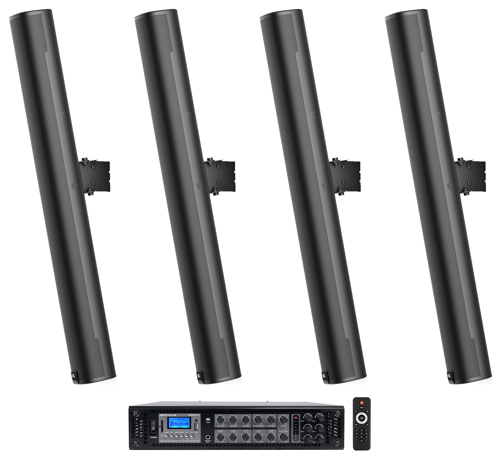 (4) JBL COL800-BK 32" Black 70V Commercial Column Wall Mount Array ...