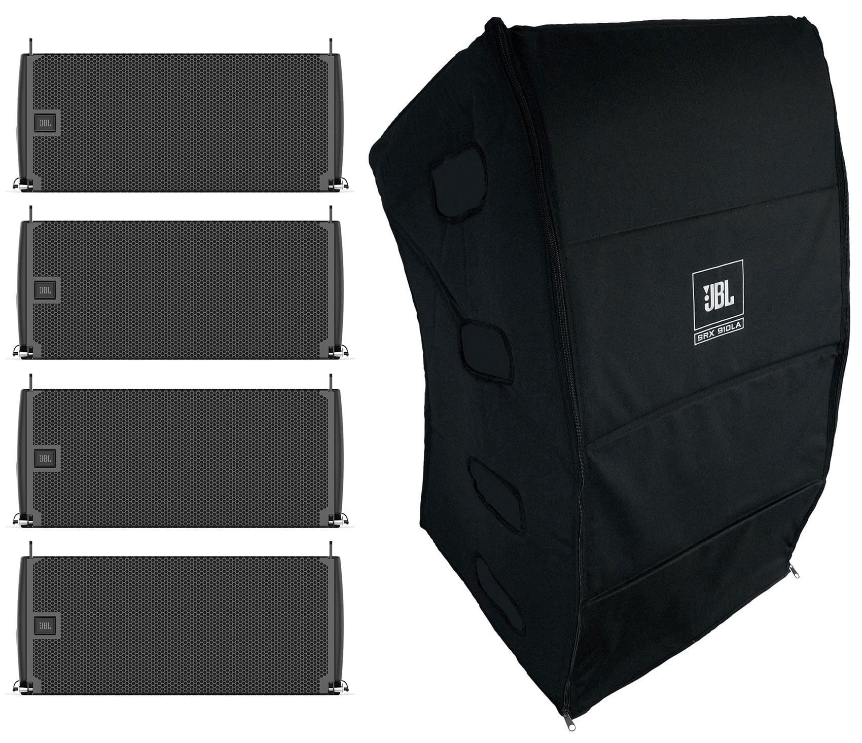 (4) JBL SRX910LA Dual 10" Powered Line Array Column Speakers ...
