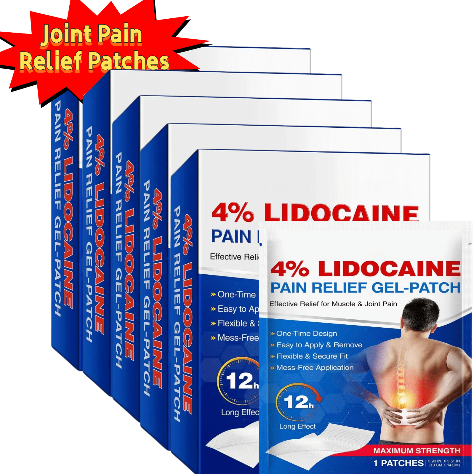 4% 𝐋𝐢𝐝𝐨𝐜𝐚𝐢𝐧𝐞 Joint Pain_Relief_Patches Maximum Strength Numbing Gel ...
