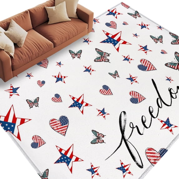 4 of July Area Rug 5x8 Washable Rug Non Slip Patriotic USA Flag Stars ...