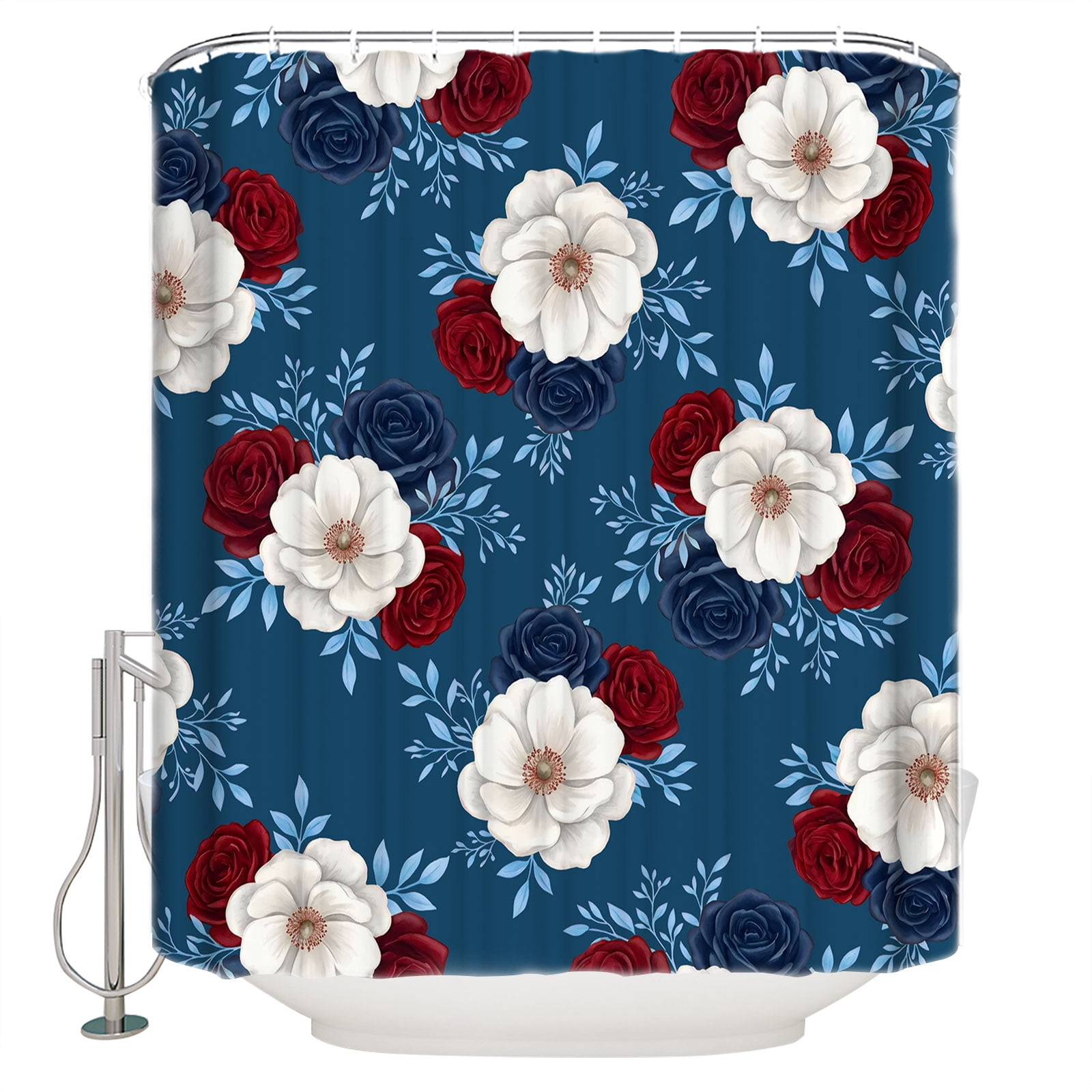 4 of July Bathroom Shower Curtains with 12 Hooks Polyester Waterproof ...