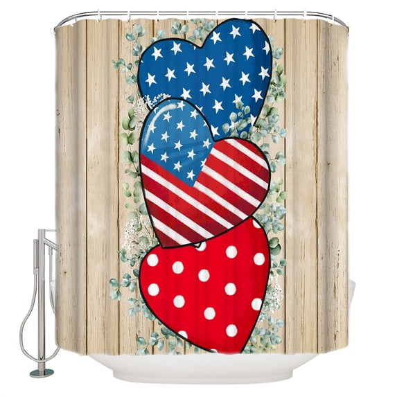 4 of July Bathroom Shower Curtains with 12 Hooks Waterproof Shower ...