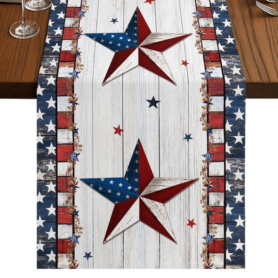 4 of July Burlap Cotton Table Runner 13x36 Inches Short, Red White ...