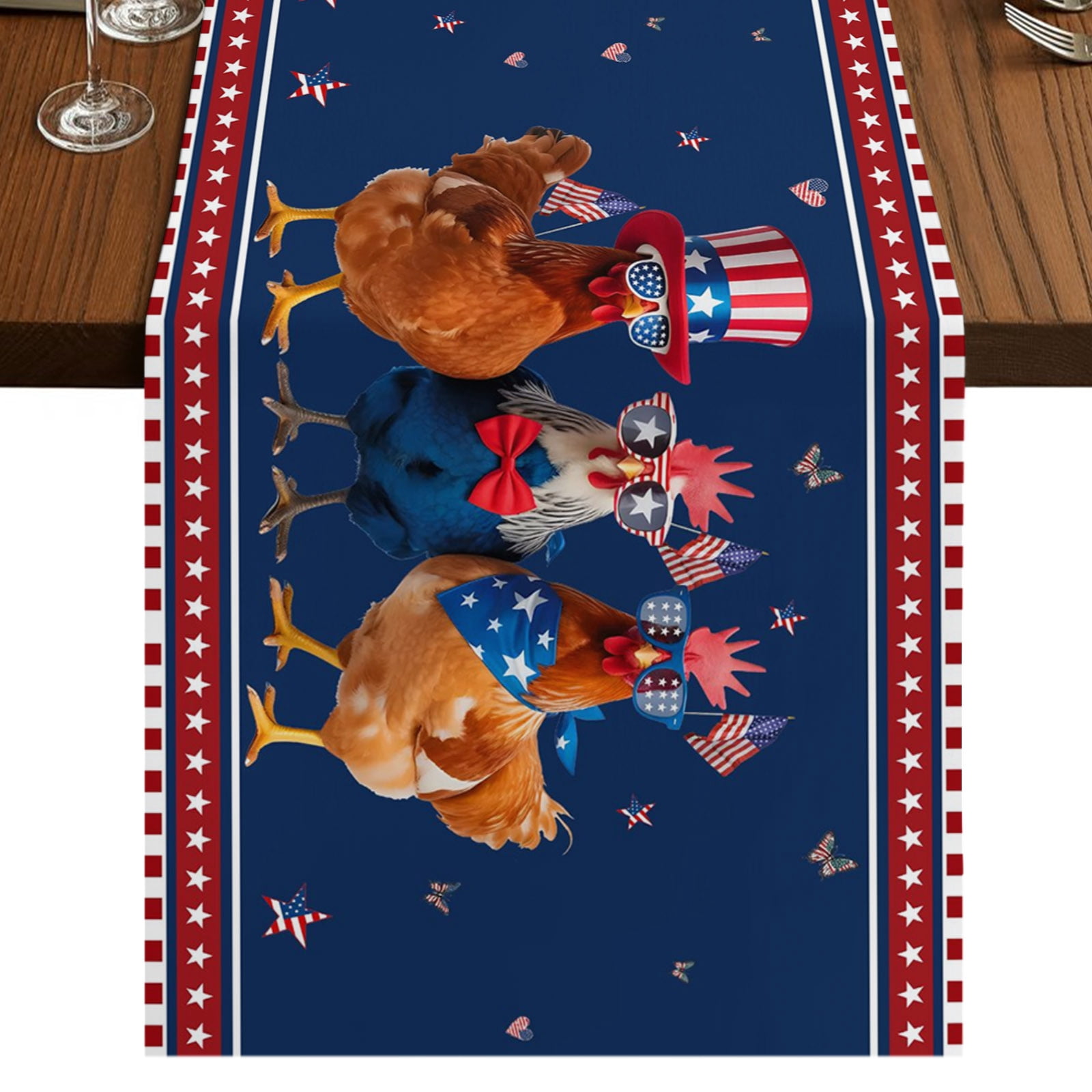 4 of July Burlap Cotton Table Runner 18x72 Inches Long, Farmhouse ...