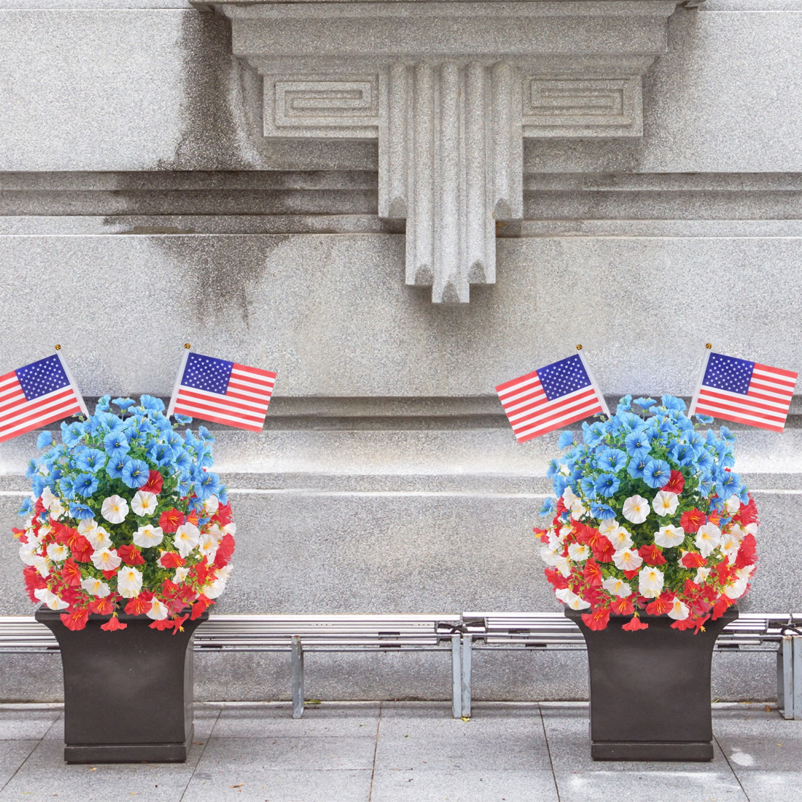 4 Of July Garden Artificial Fake Flowers for Outdoor Outside Decor ...