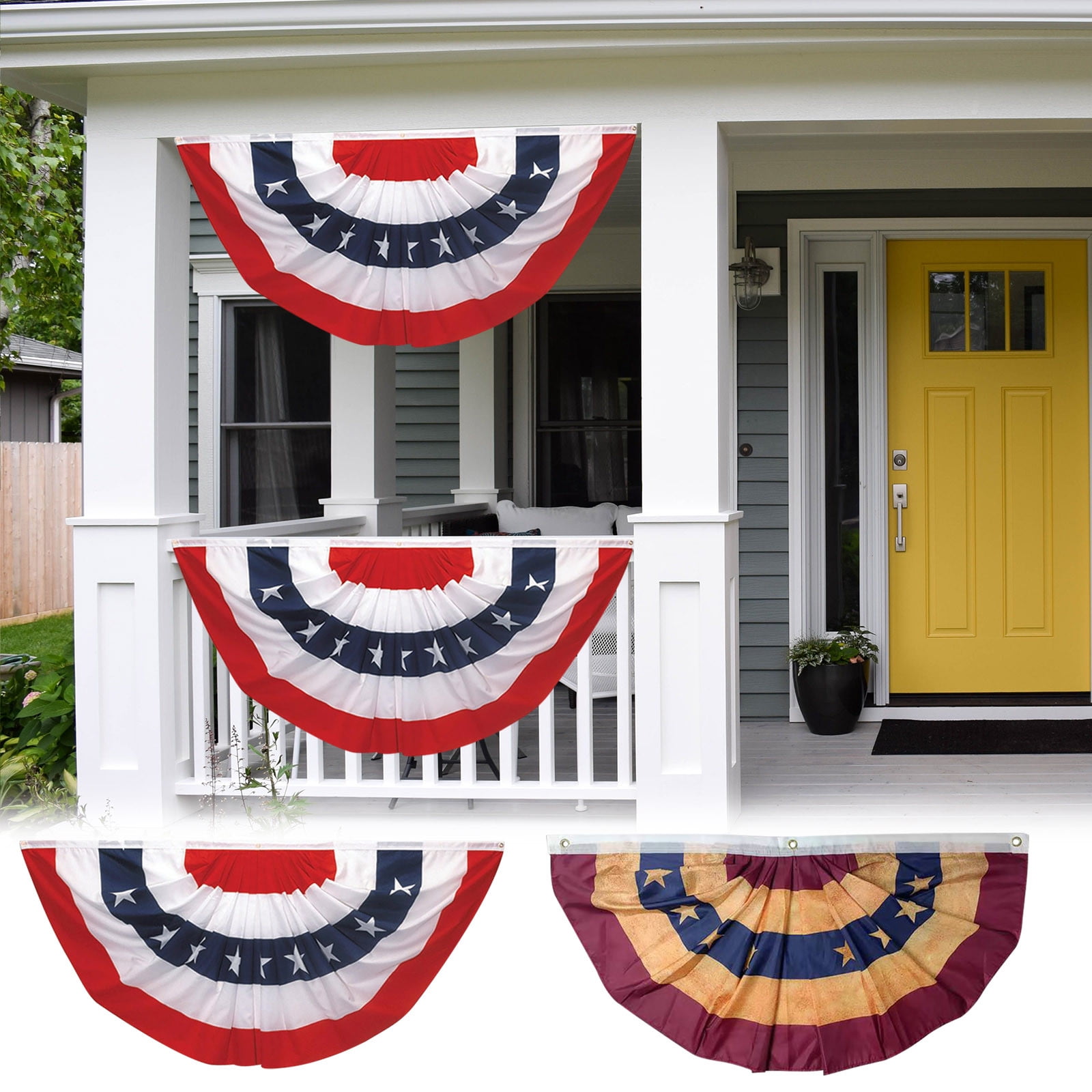 4 of July Patriotic Half Bunting Flags Outdoor Pleated Clearance, 35.43 ...