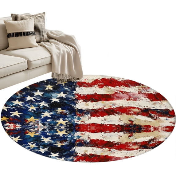 4 of July Round Rug 3.3ft Washable Circle Entryway Rugs Non Slip ...