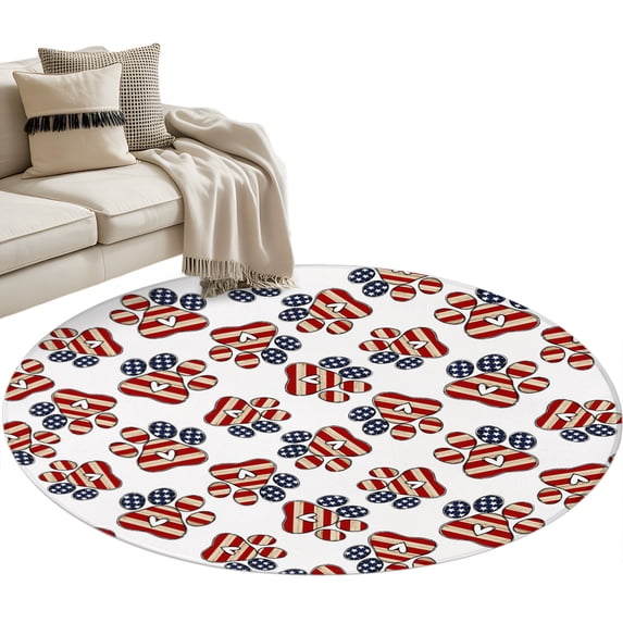 4 of July Round Rug 3ft Washable Circle Entryway Rugs Non Slip Red ...
