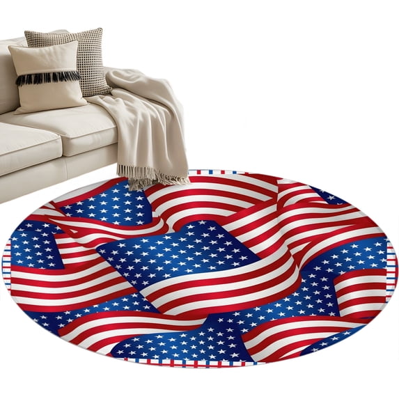 4 of July Round Rug 4ft Washable Circle Entryway Rugs Non Slip ...