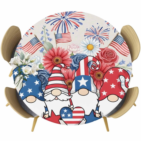 4 of July Round Tablecloth 36-44 Inch Round Fitted Table Cloth with ...